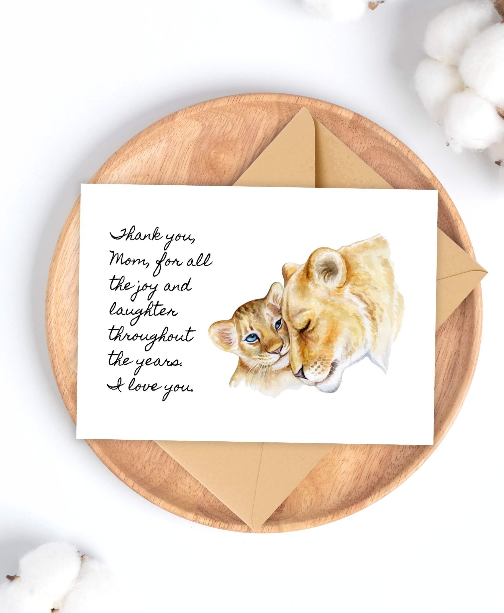 Mother and Baby Lion Hugging Mother’s Day Card – Christian Motivational ...