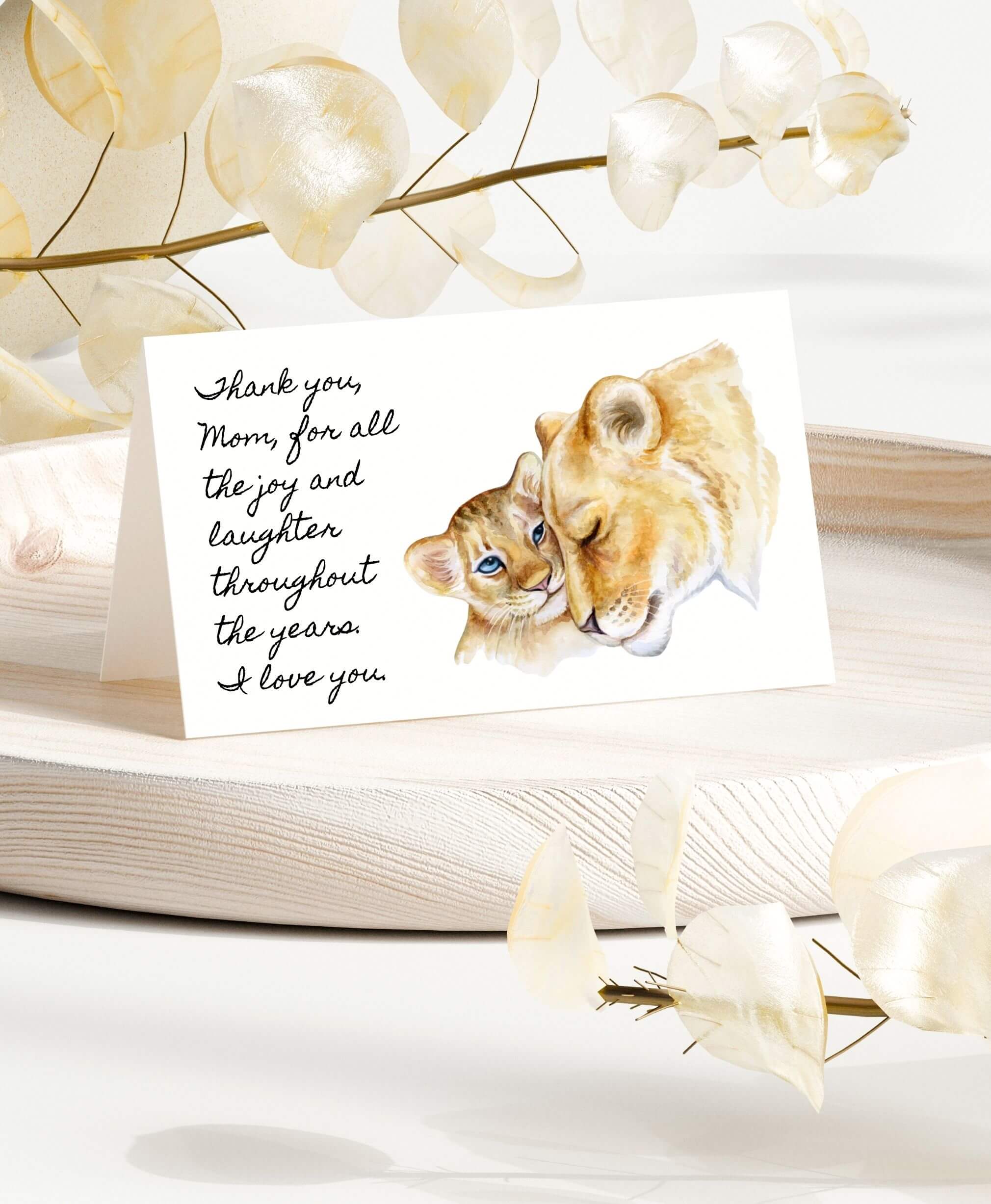 Mother and Baby Lion Hugging Mother’s Day Card – Christian Motivational ...