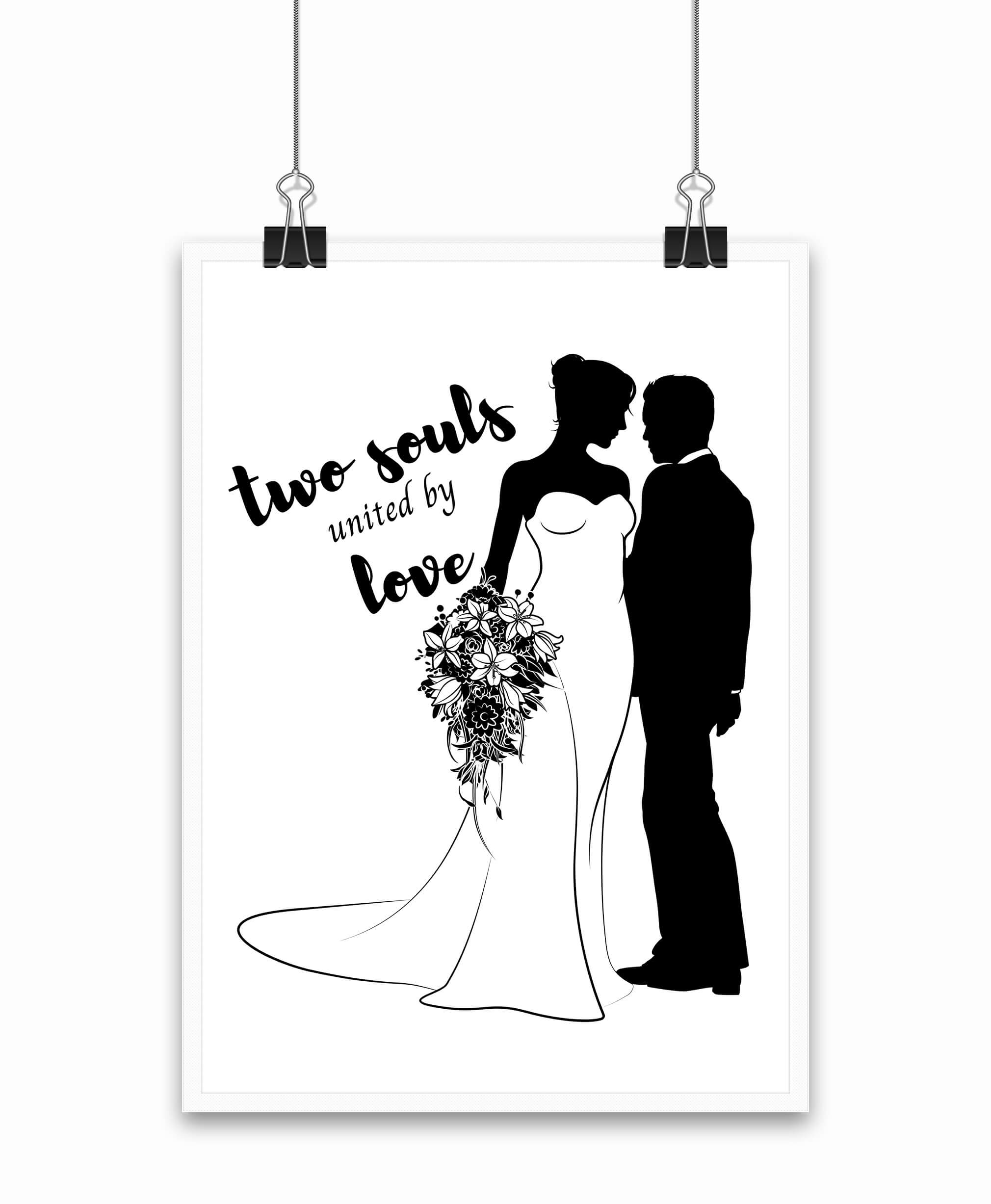 Two Souls United By Love Wedding Wall Art – Christian Motivational ...